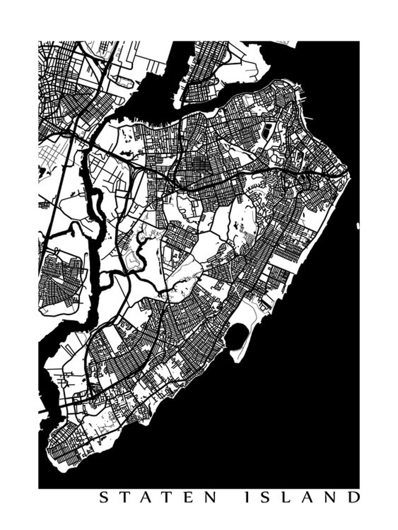Staten Island Map Print New York Poster - Etsy
