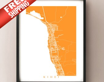 Kihei HI Map Print, Maui Wall Art, Kihei Hawaii Poster - Etsy