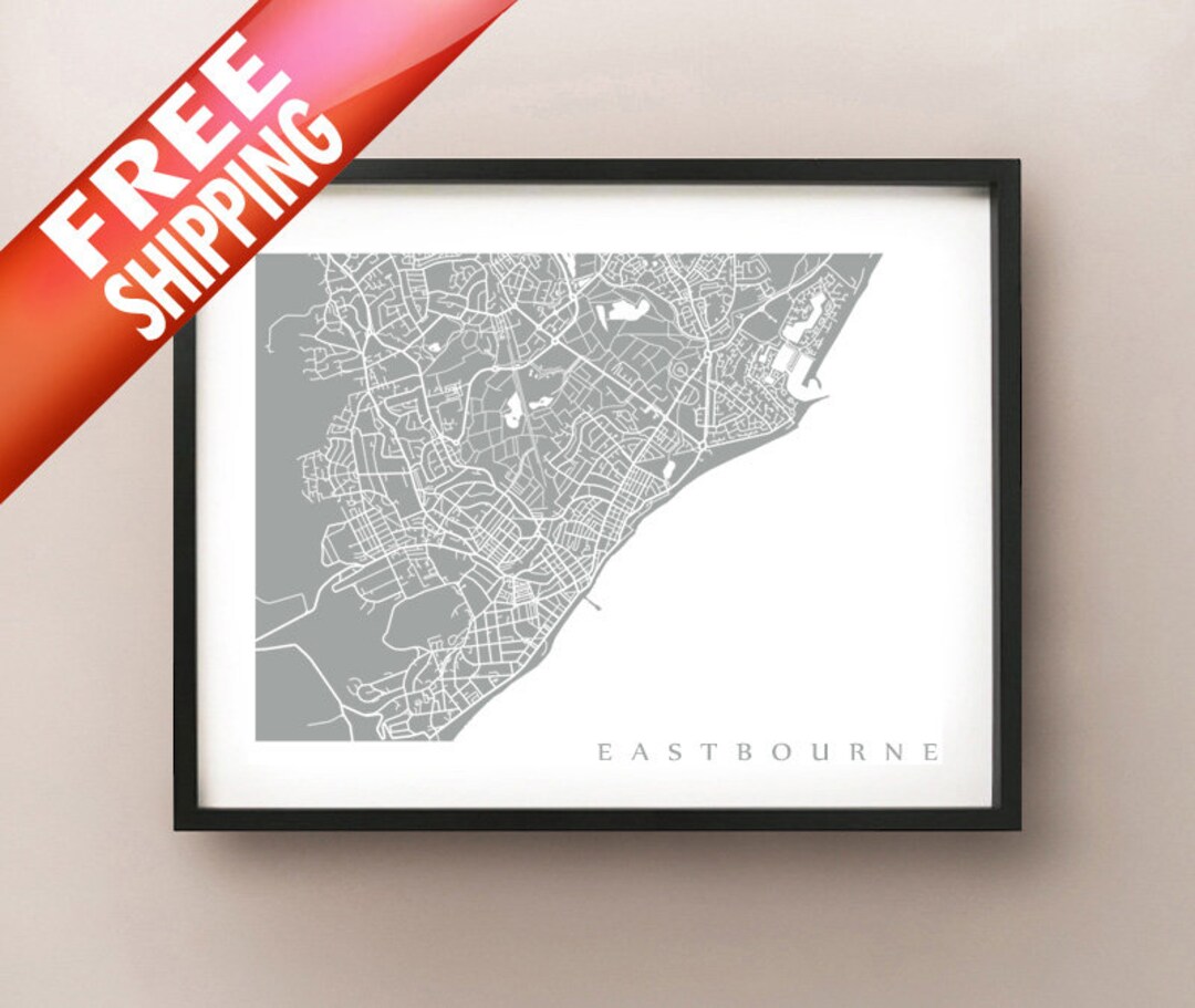 Eastbourne, East Sussex Map Print - UK Wall Art - England Poster - Etsy