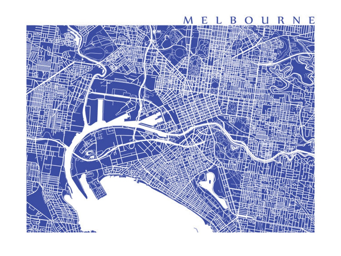 Melbourne Map Print Horizontal Landscape | Etsy
