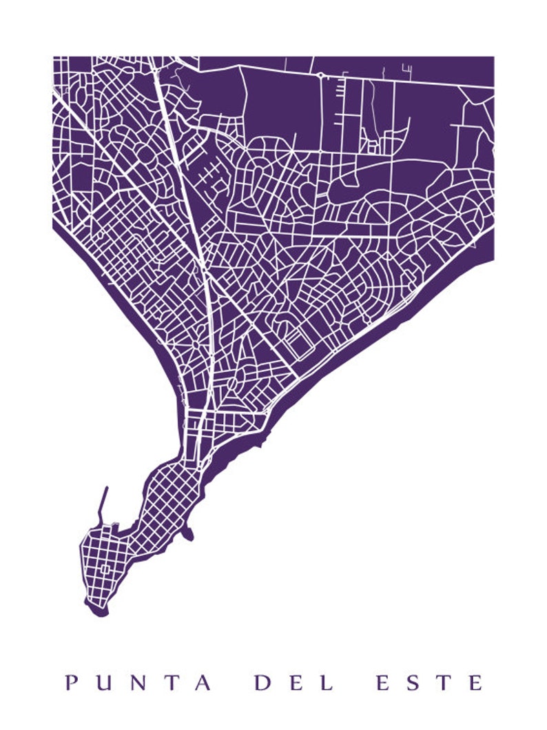 Punta Del Este Map Print Uruguay Art Modern Home Decor | Etsy