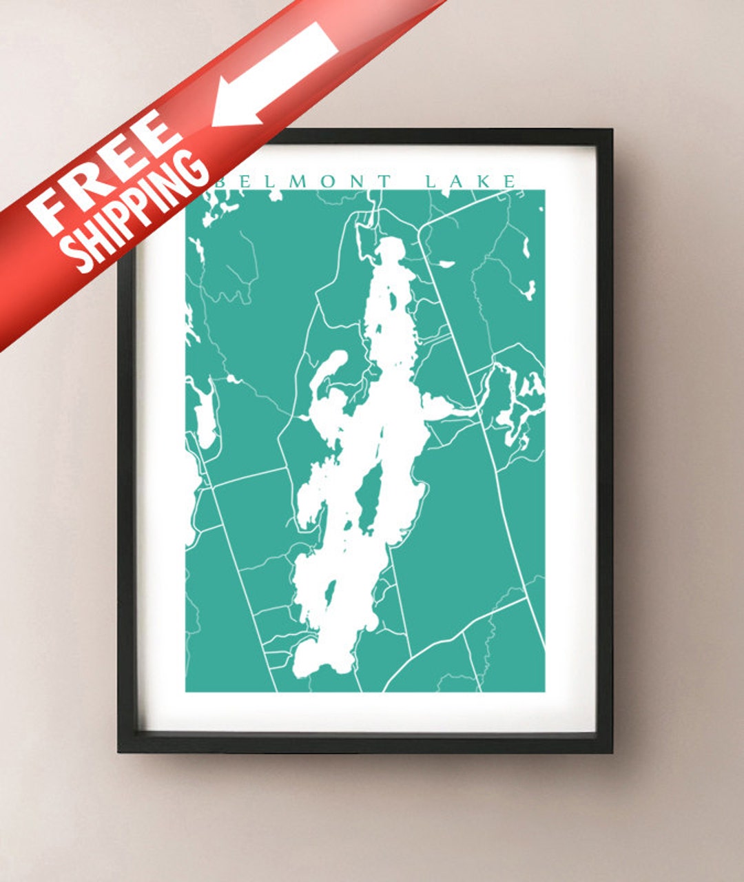 Belmont Lake Map - Crowe River Print - Peterborough County, Ontario Art ...