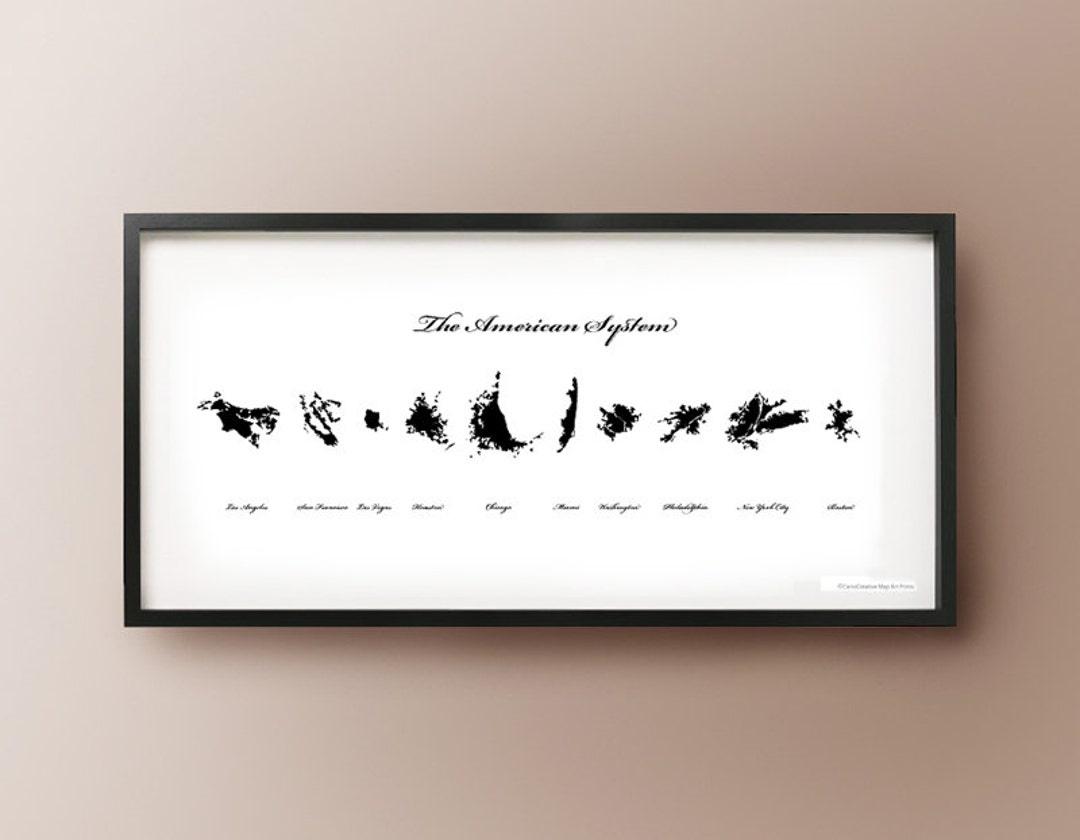 United States Map Art Silhouette City Print - Etsy