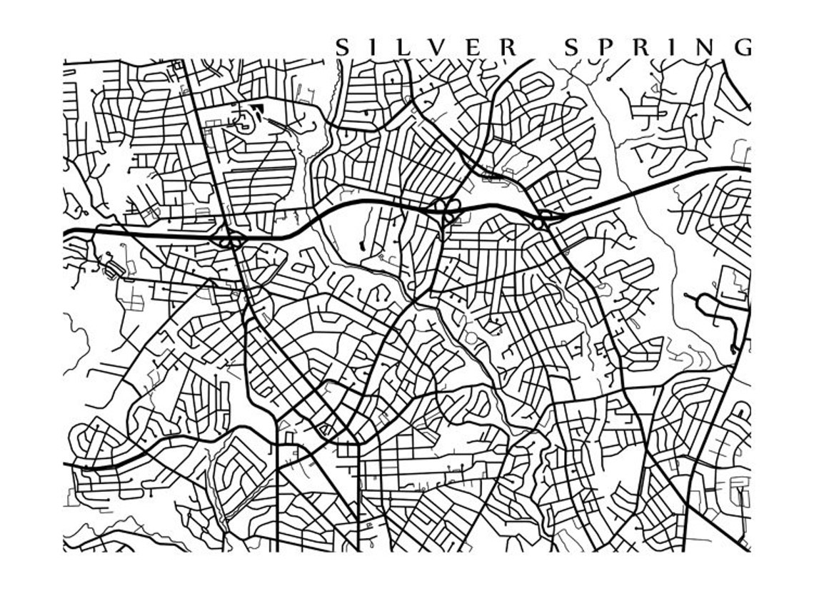 Silver Spring Map Maryland USA Art Poster Print - Etsy