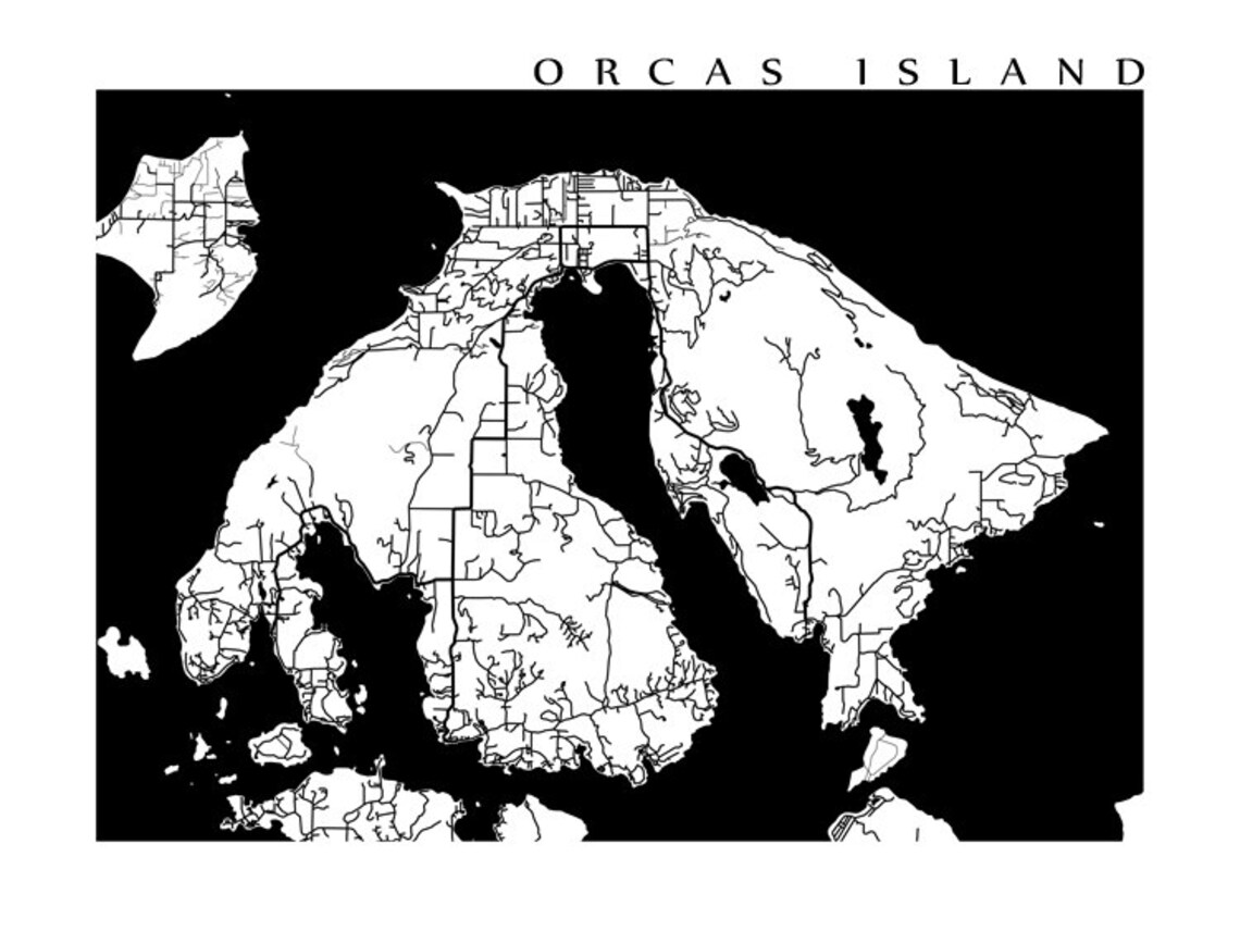 Orcas Island Map Washington USA Art Poster Print - Etsy