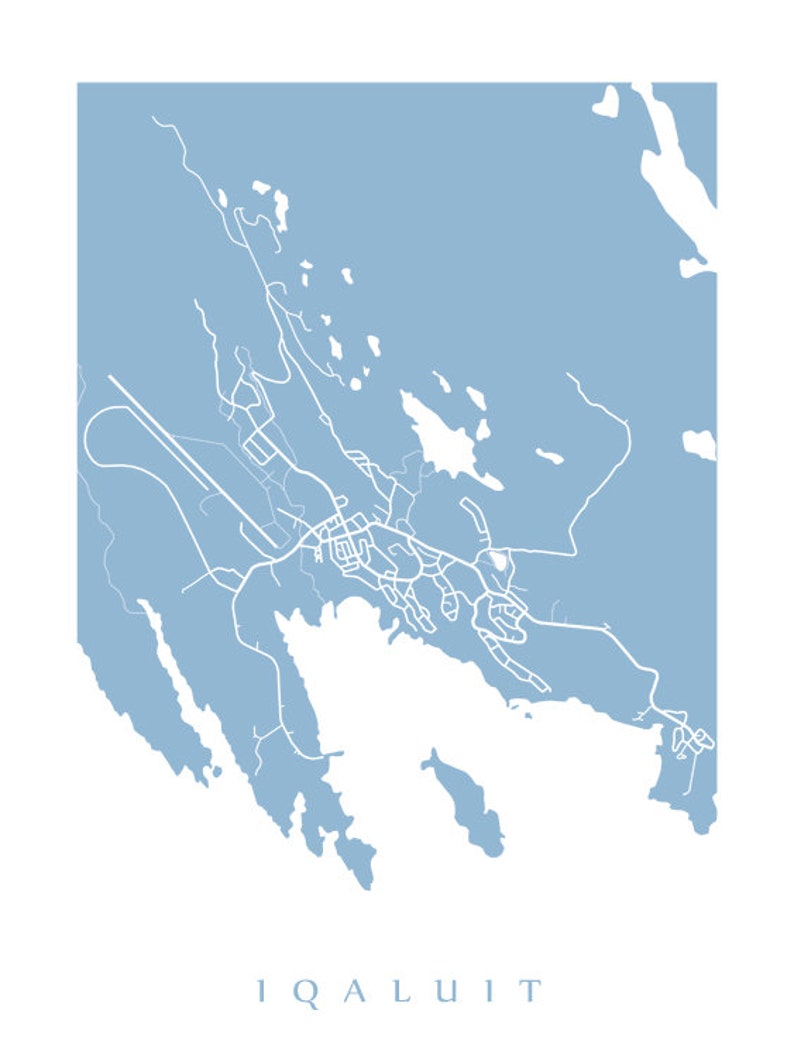 Iqaluit Map Print - Nunavut, Canada Art Poster - Choose Colour and Size ...