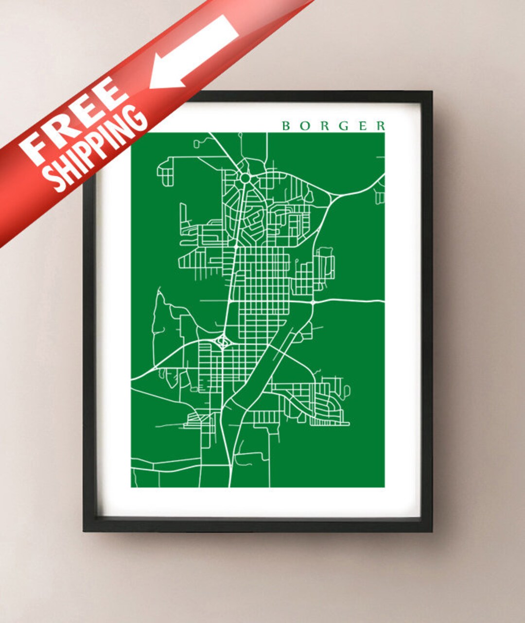 Borger, TX Map Print - Texas Poster - Etsy