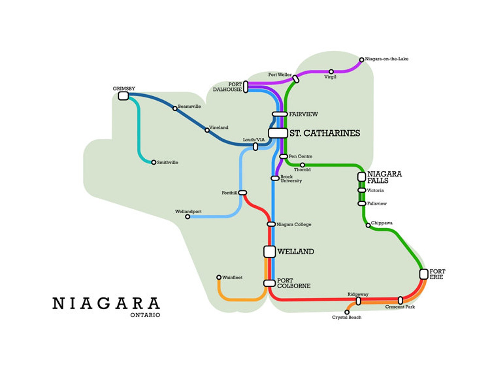 Niagara Region Subway Map Fictional Metro Style Art Print of - Etsy