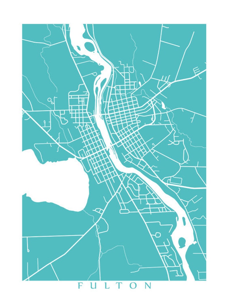 Fulton, NY Map Print - Oswego County, Upstate New York - Etsy