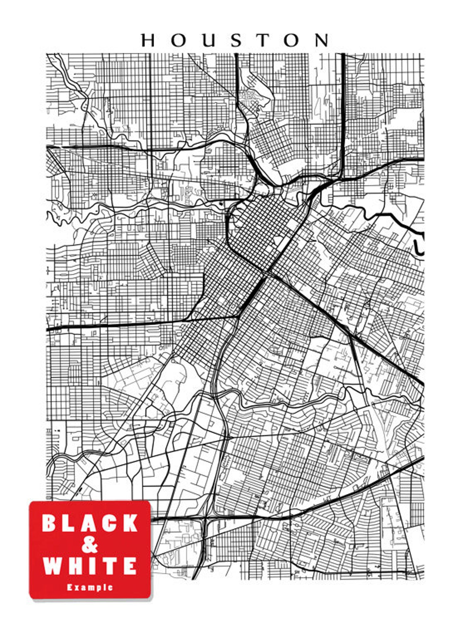 Houston Map Print Texas Poster - Etsy