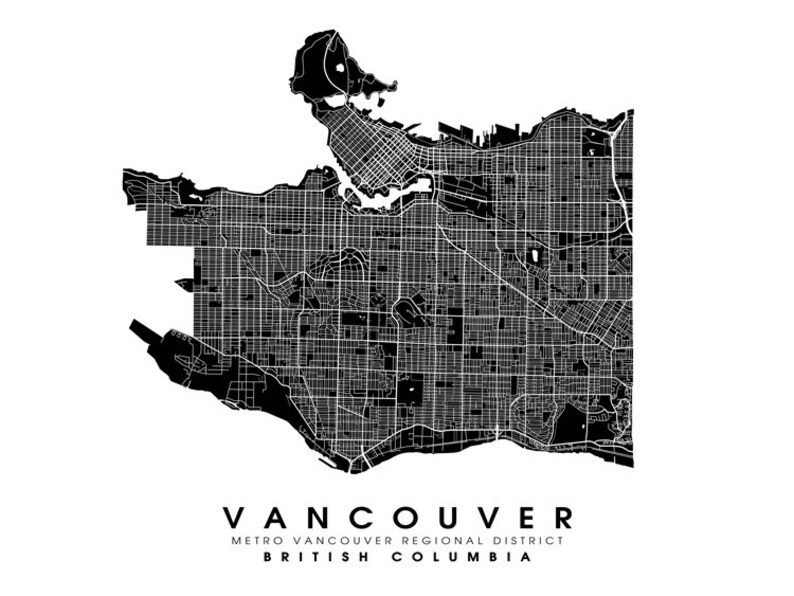 Vancouver BC City Limits Map Print | Etsy
