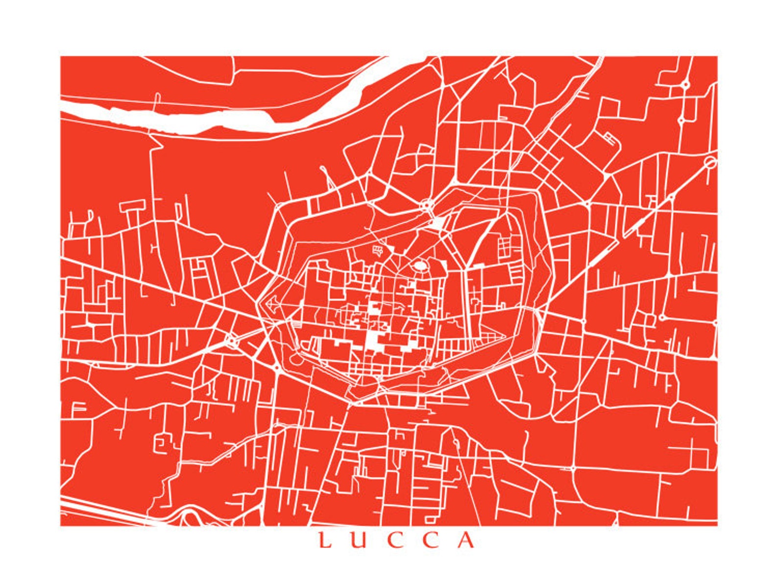 Lucca Map Print Italy Art Poster | Etsy