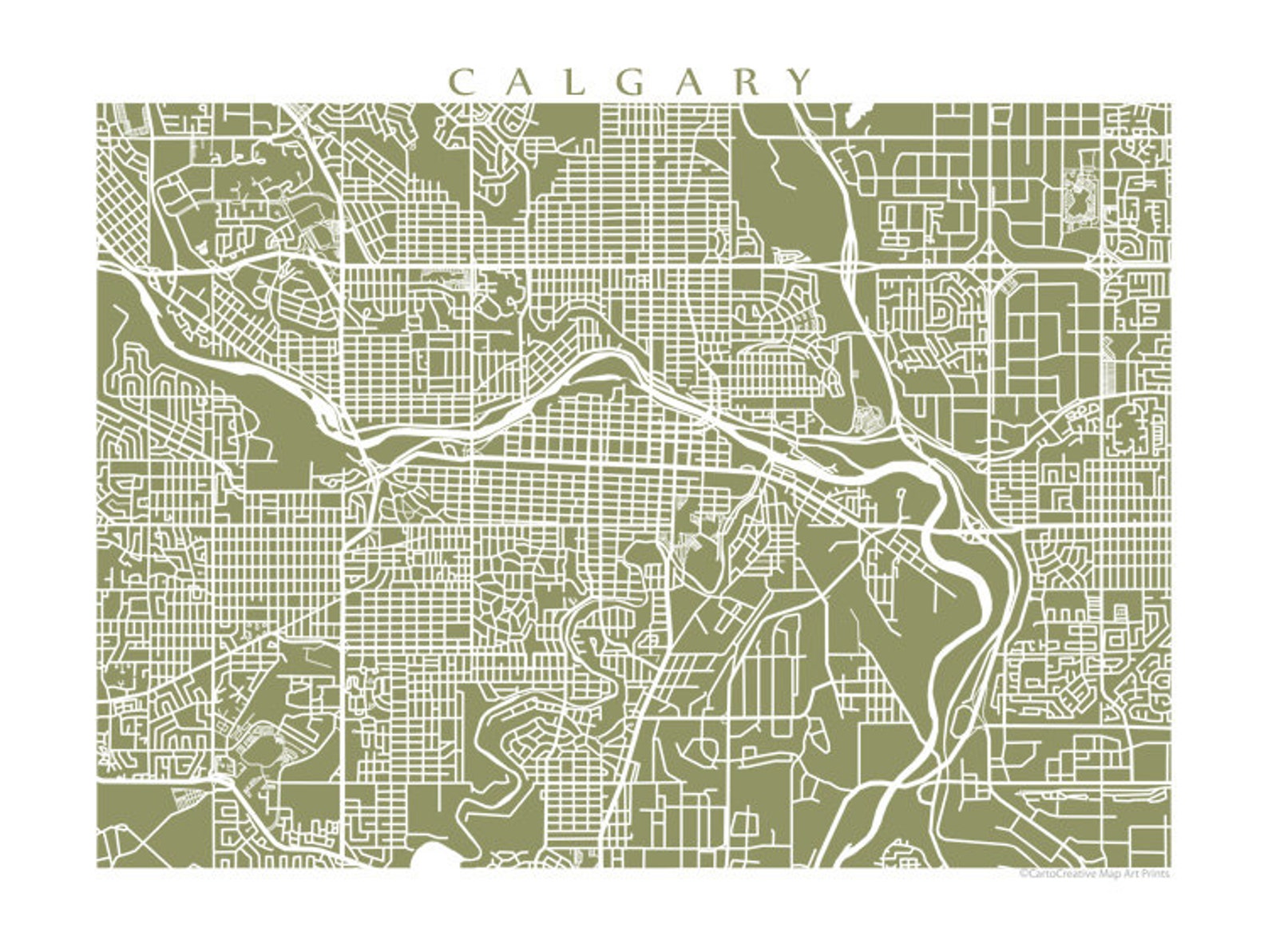 Calgary Map Art Alberta Poster Print - Etsy