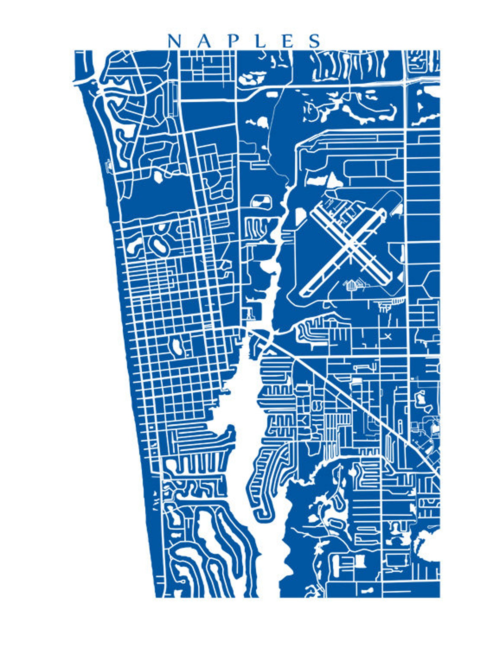 Naples, FL Map Print Florida Poster - Etsy