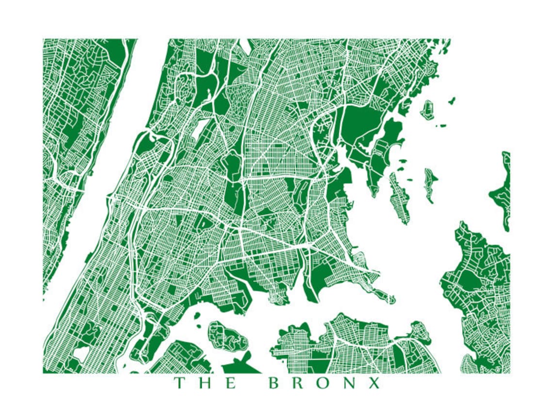 The Bronx Map Print New York Poster - Etsy