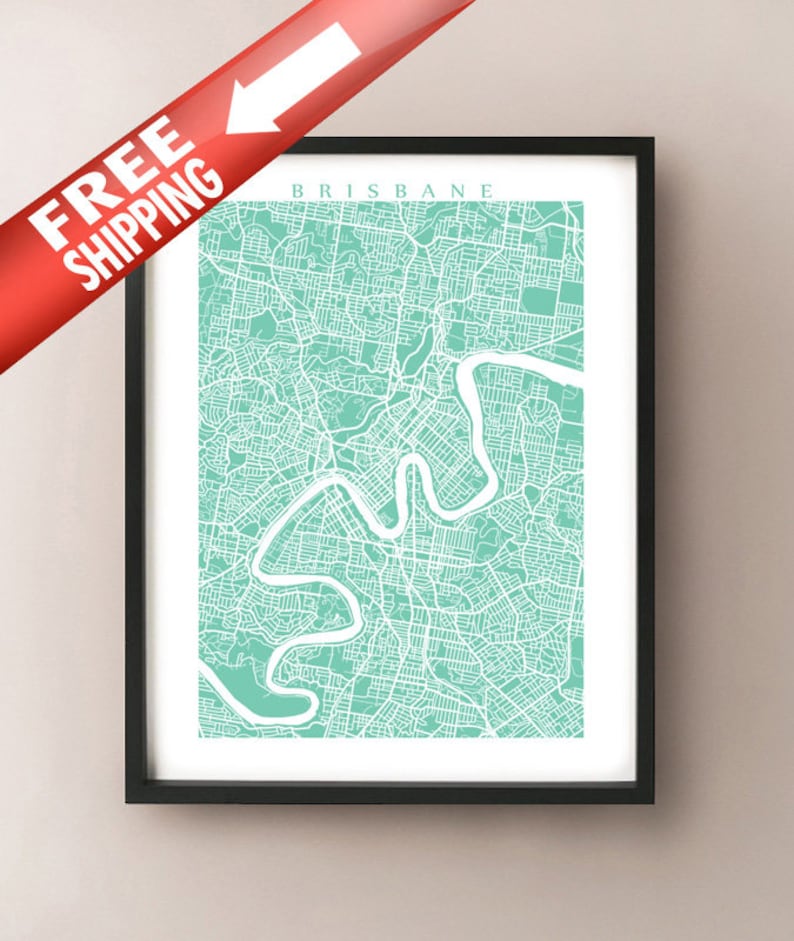 Brisbane Map Print - Australia Poster Art - Etsy