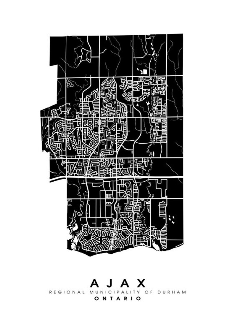 Ajax, ON - City Limits Map Print - Etsy