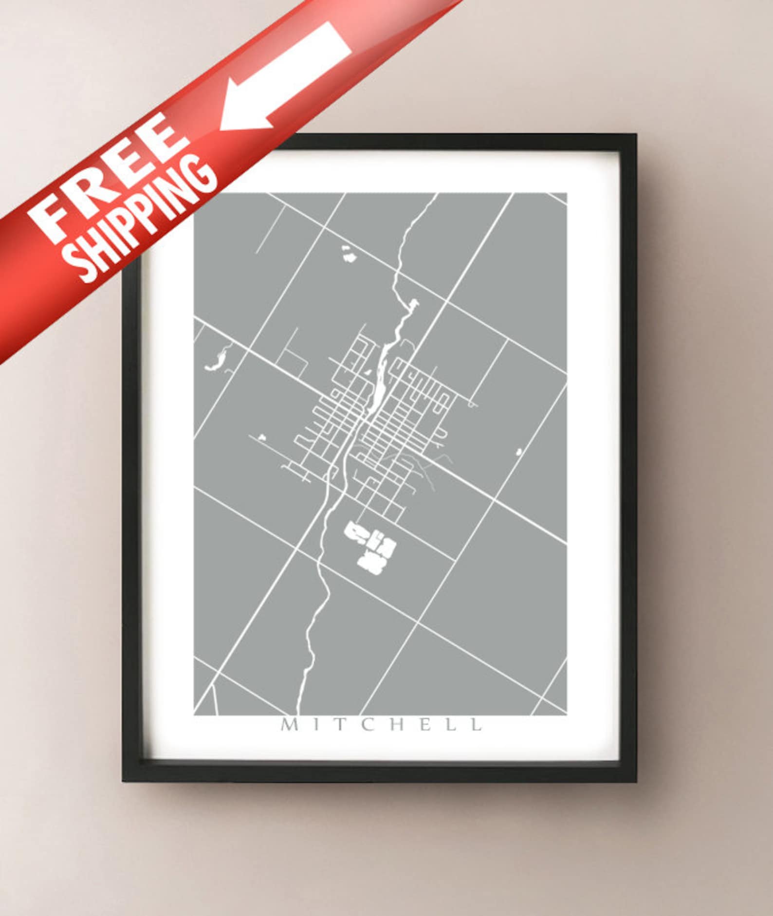 Mitchell ON Map Print Ontario Poster Art - Etsy