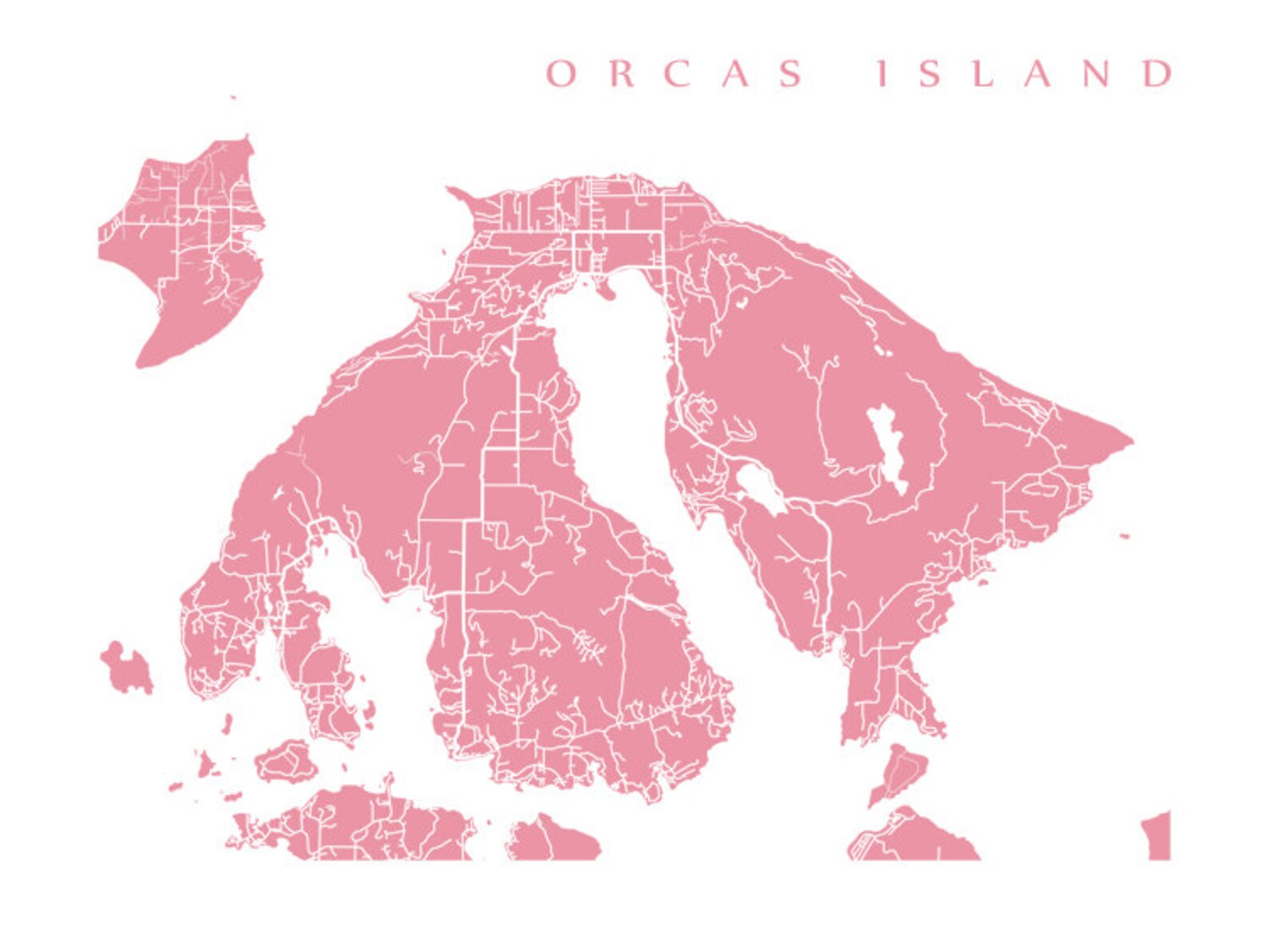 Orcas Island Map Washington USA Art Poster Print - Etsy