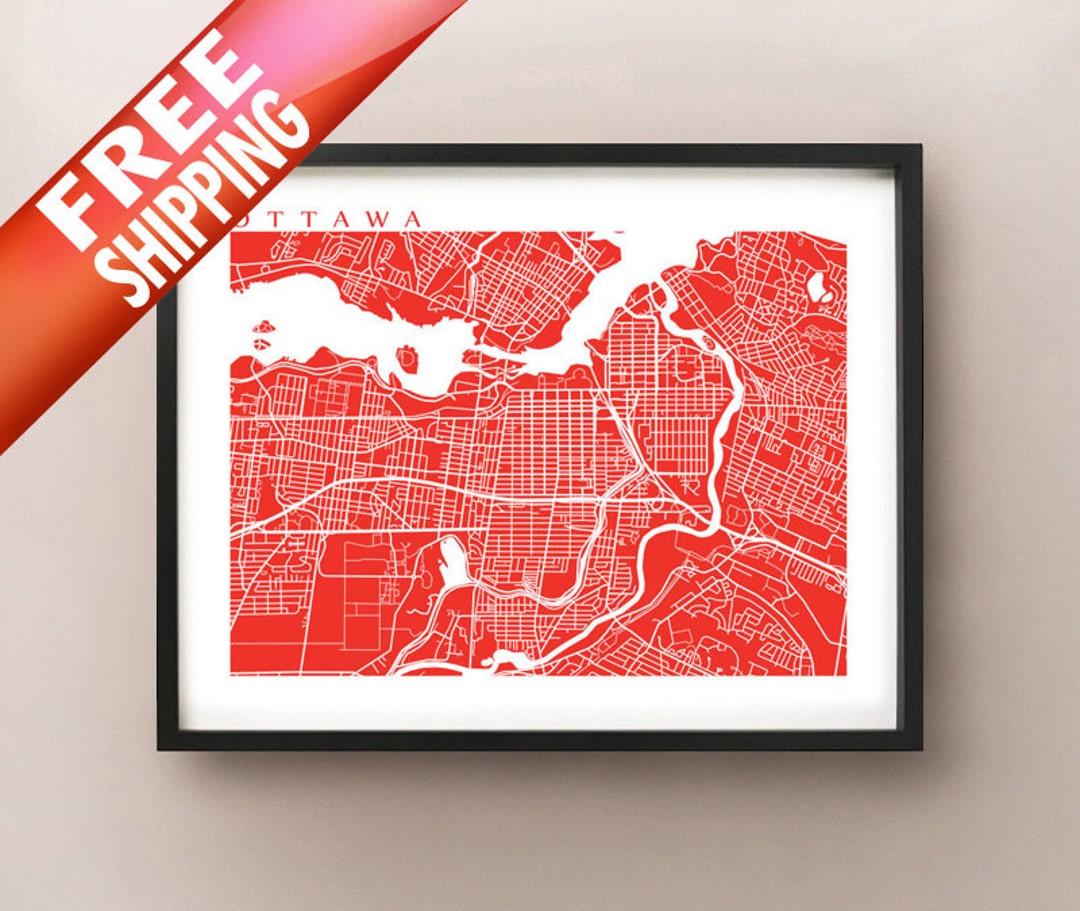 Ottawa Map Art - Canada Wall Art - Ontario - Etsy