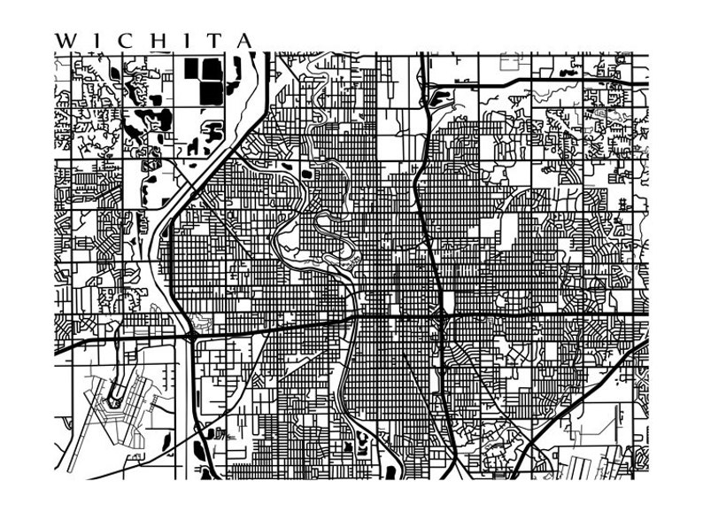 Wichita Map Print Kansas Poster - Etsy