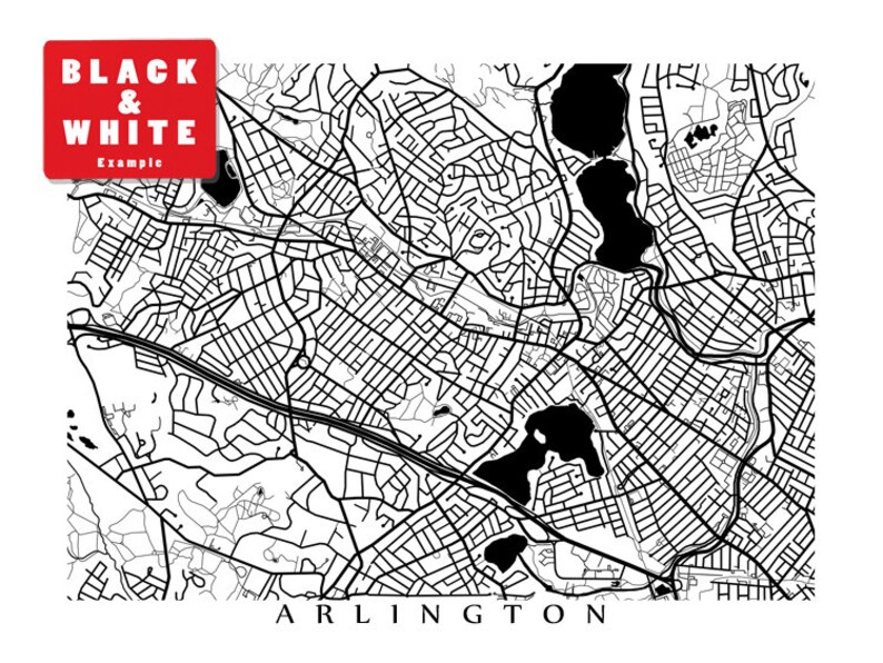 Arlington, MA Map Print - Massachusetts Poster - Etsy