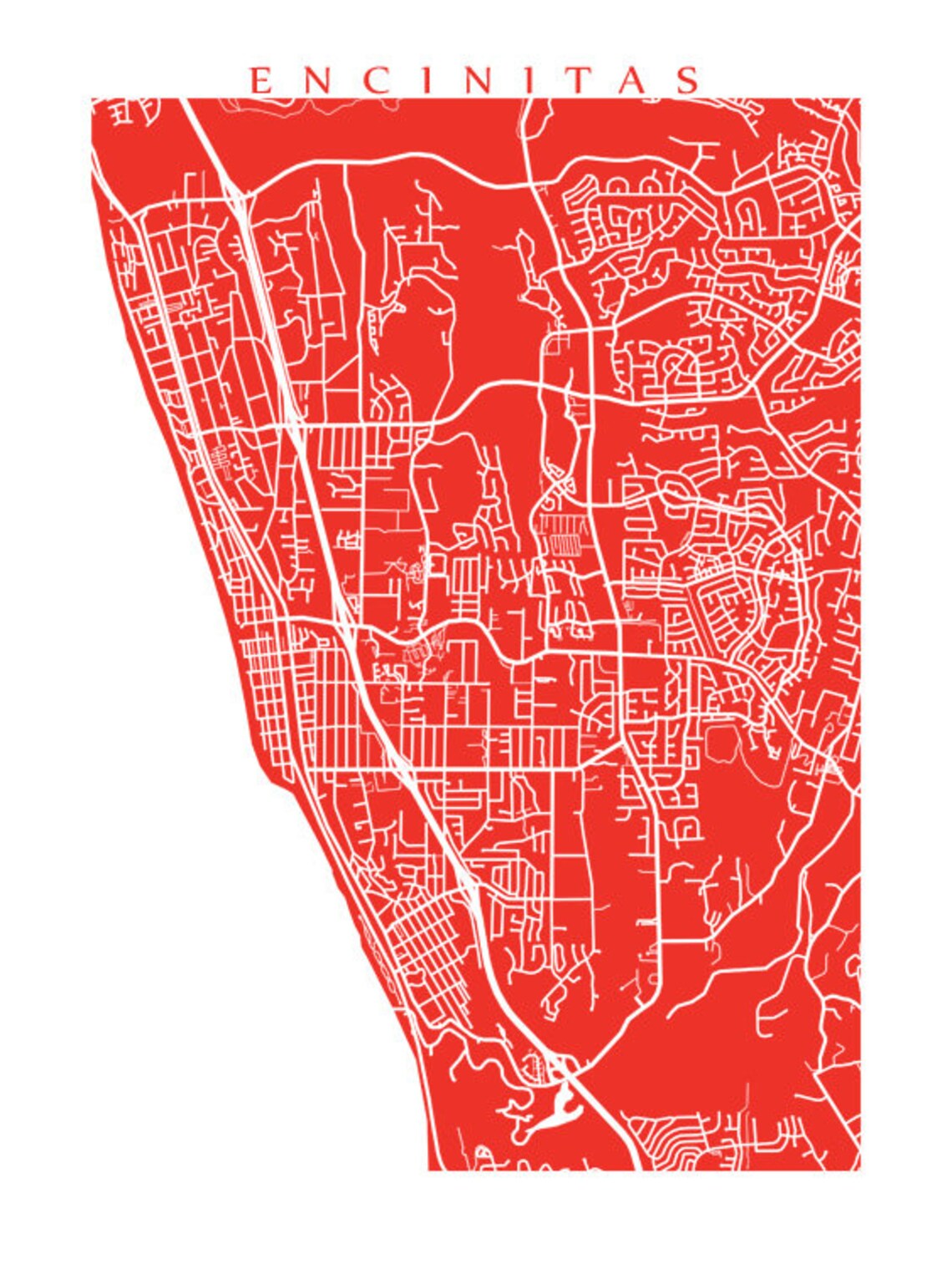 Encinitas Map California Poster Print - Etsy
