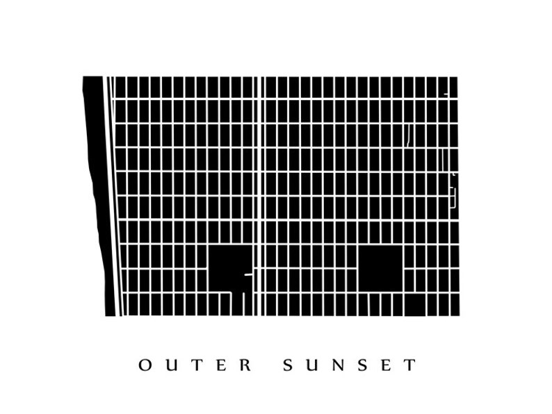 Outer Sunset Map San Francisco Neighbourhood Art Print - Etsy