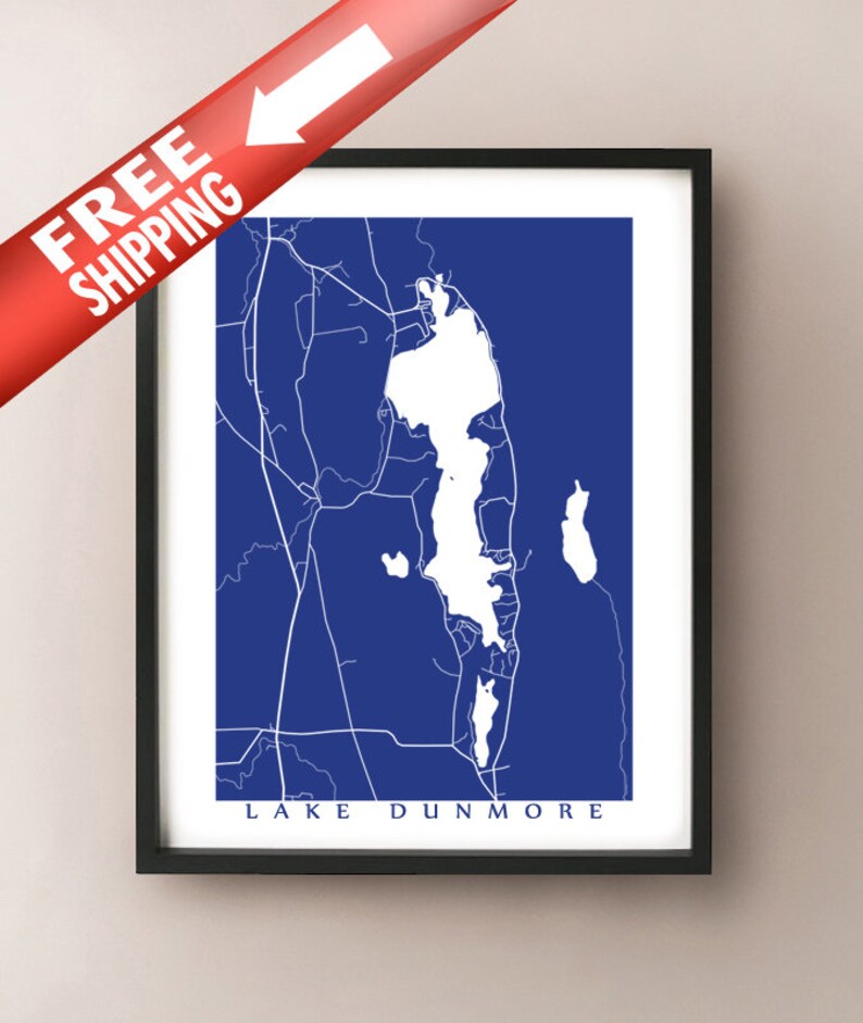 Lake Dunmore VT Map Print Vermont Art Poster - Etsy
