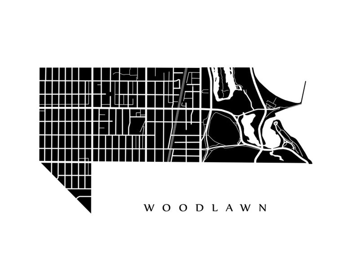 Woodlawn Map - Chicago Neighbourhood Art Print - Etsy