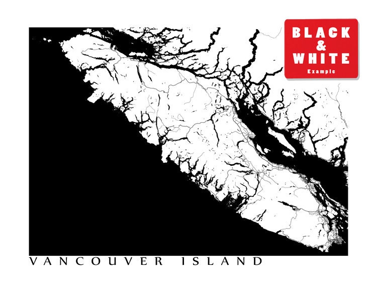 Vancouver Island BC Map Poster Print British Columbia | Etsy