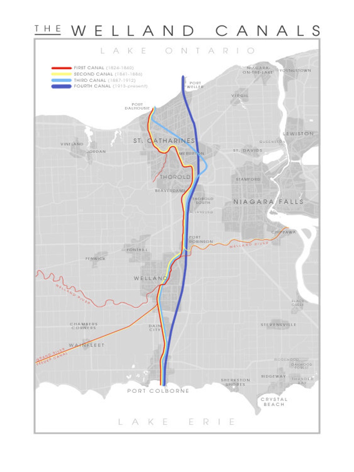 Welland Canals Historic Map Niagara Ontario Canada - Etsy UK