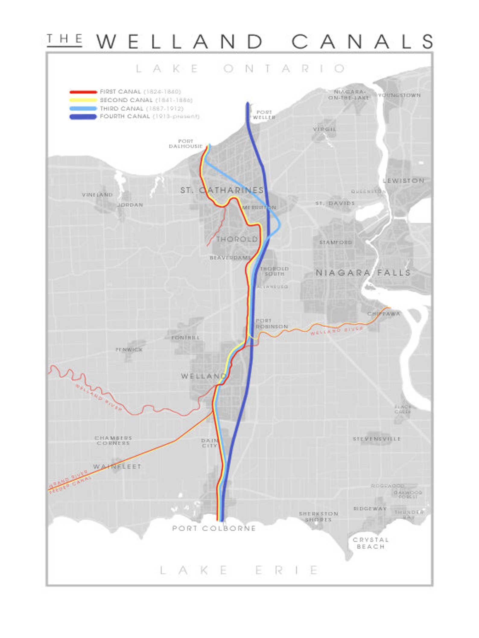Welland Canals Historic Map Niagara Ontario Canada - Etsy