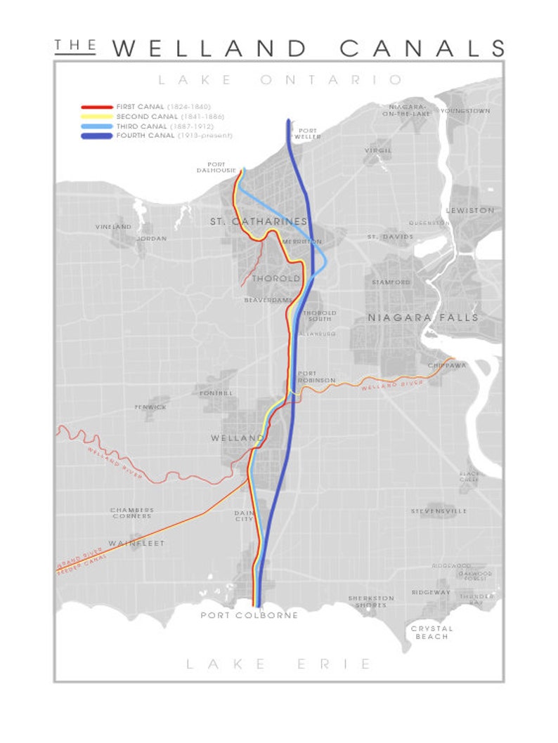 Welland Canals Historic Map Niagara Ontario Canada - Etsy UK