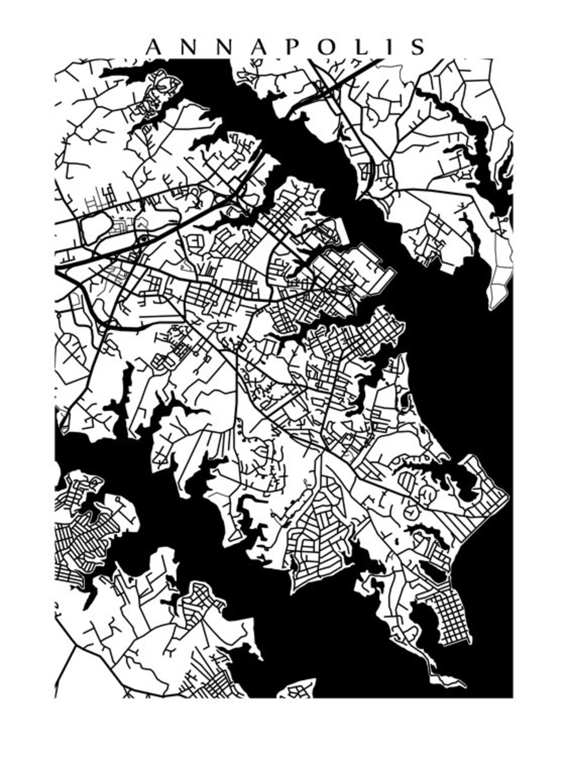 Annapolis Map Maryland USA Art Poster Print | Etsy