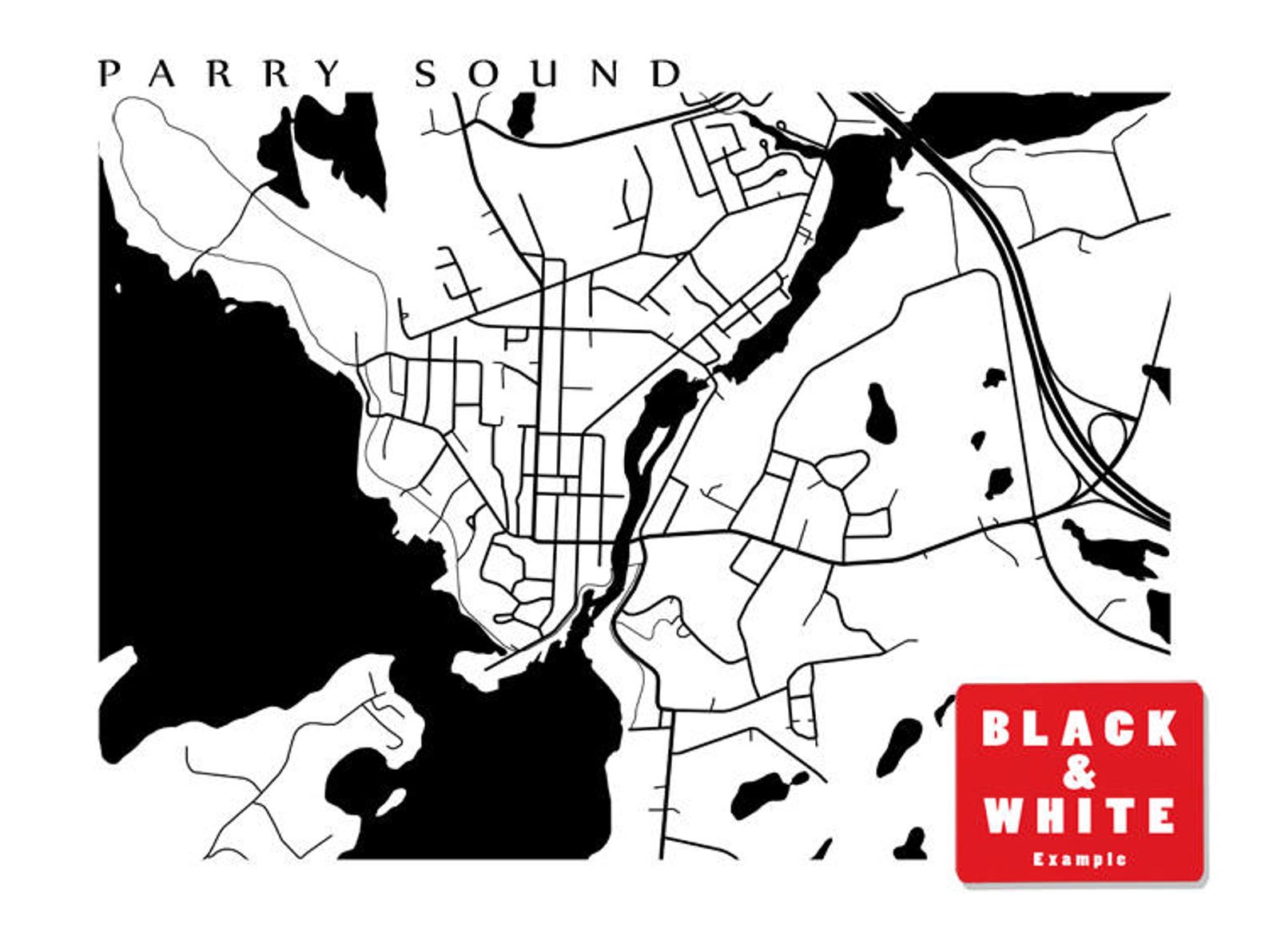 Parry Sound Map Muskoka Ontario Poster Art - Etsy