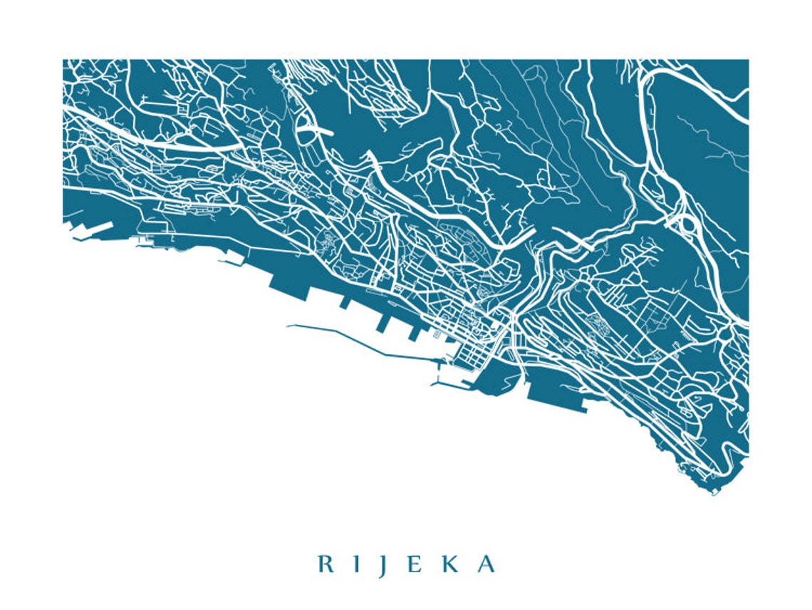 Rijeka, Croatia Map Print - Etsy