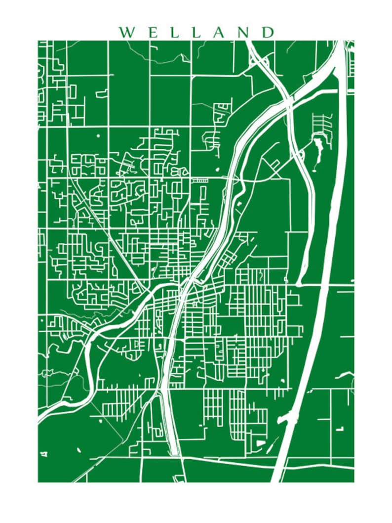 Welland ON Map Canada Wall Art Ontario Niagara Region - Etsy