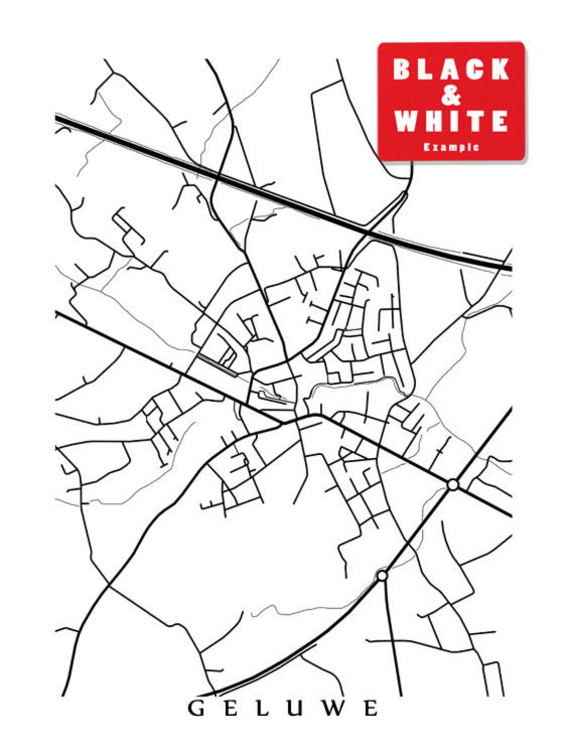 Geluwe Map Print Geluwe Wervik Belgium Poster | Etsy