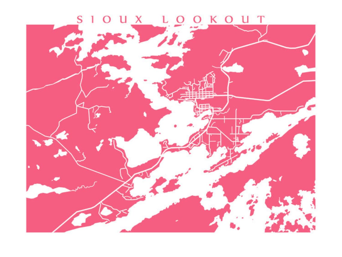 Sioux Lookout Map Print Kenora Ontario Art Canada Poster | Etsy