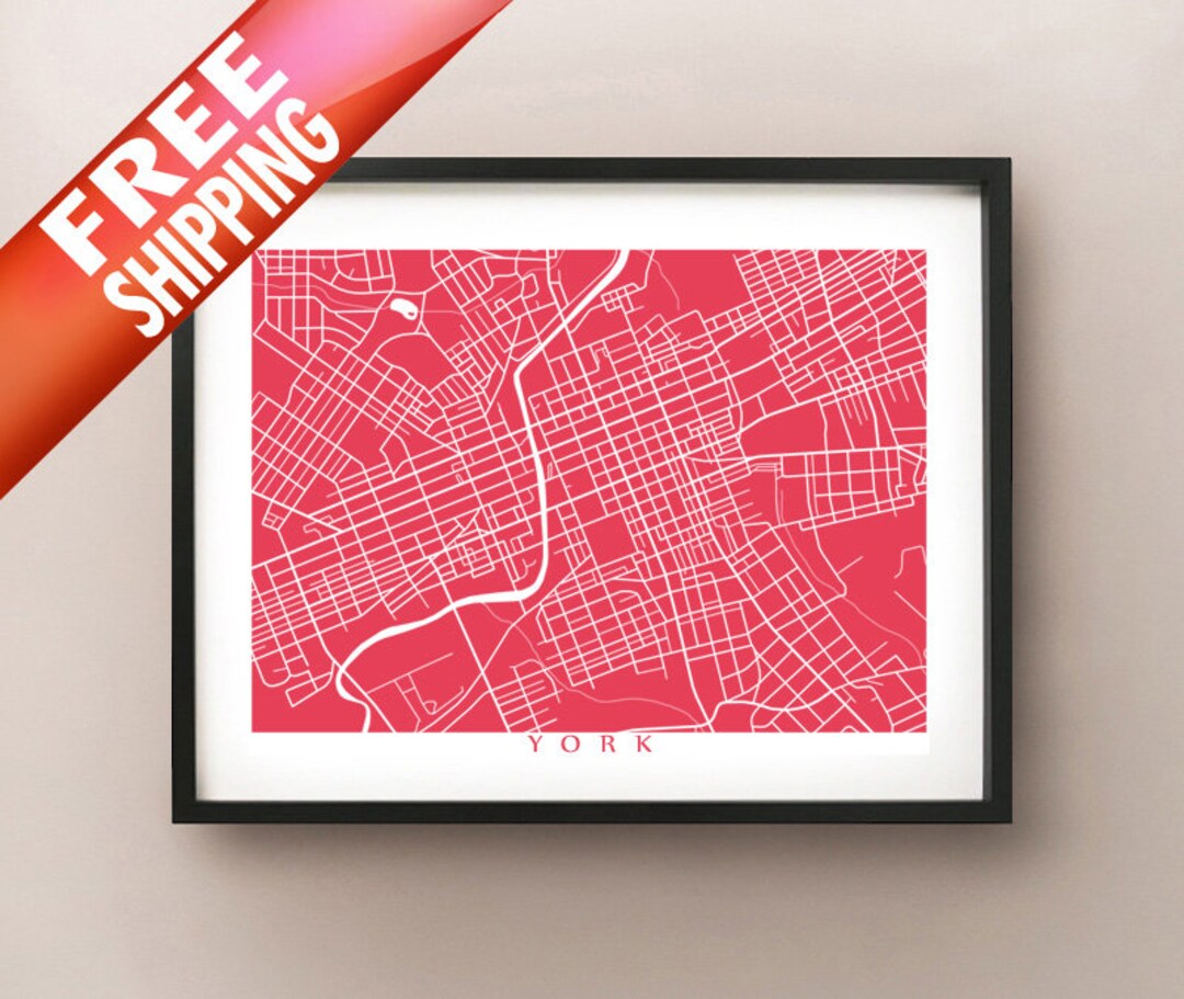 York, PA Map - Pennsylvania Poster - Etsy