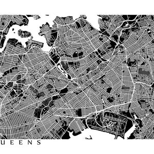 Queens Map Print - New York Poster - Etsy