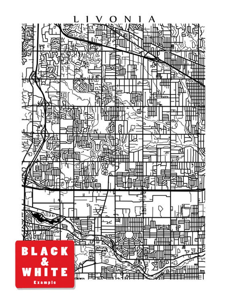 Livonia MI Map Michigan Poster - Etsy