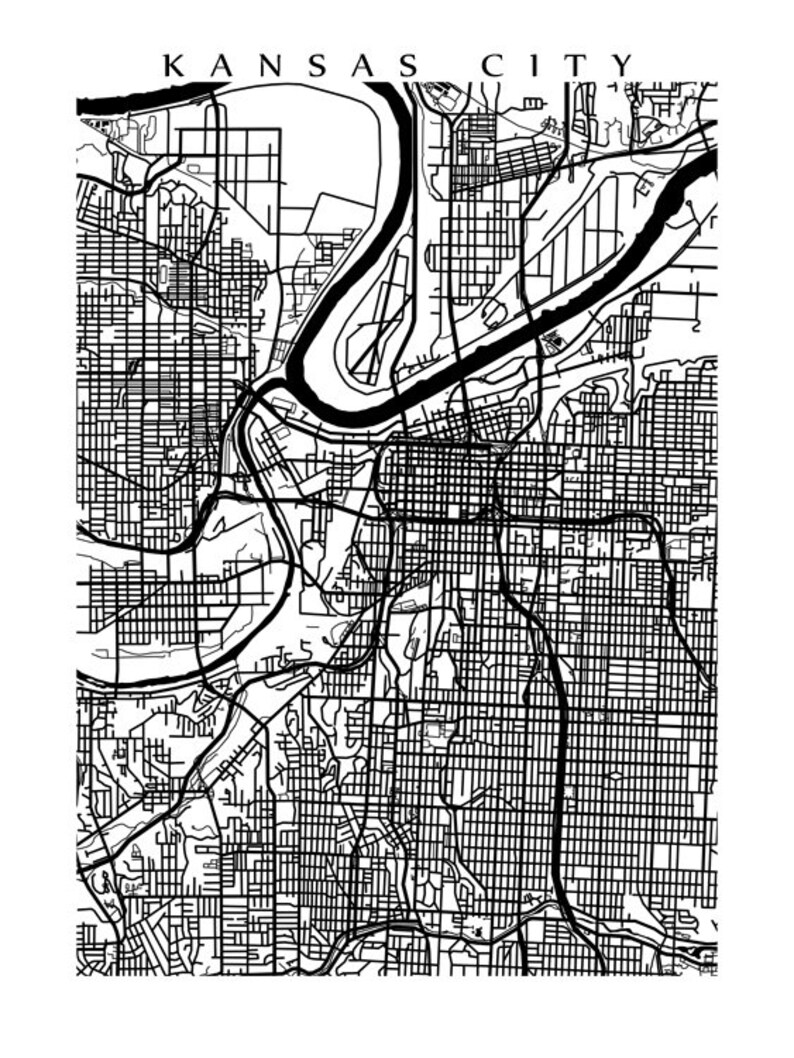 Kansas City Map Print Missouri Poster Art | Etsy