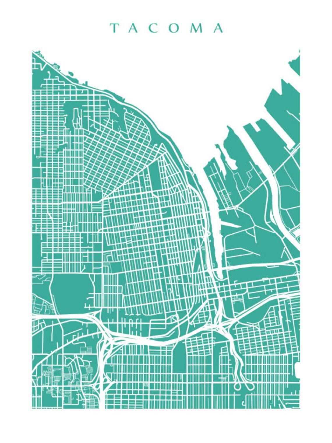Tacoma Map Print Washington Poster - Etsy Canada