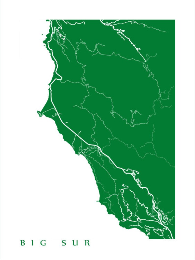 Big Sur Map Print - California Poster - Etsy