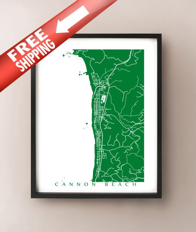Cannon Beach Map Print - Oregon Art Poster - Etsy