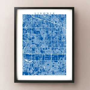 Livonia, MI Map - Michigan Poster - Etsy