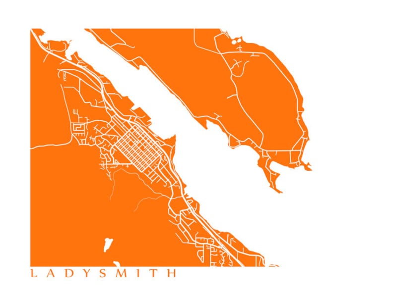 Ladysmith BC Map Poster Print Vancouver Island British - Etsy