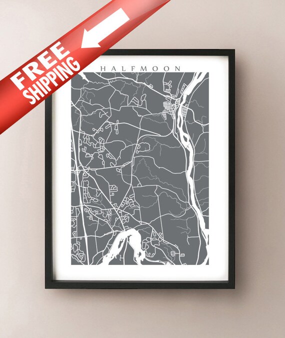 Halfmoon Map Print Upstate New York Art Poster Including | Etsy